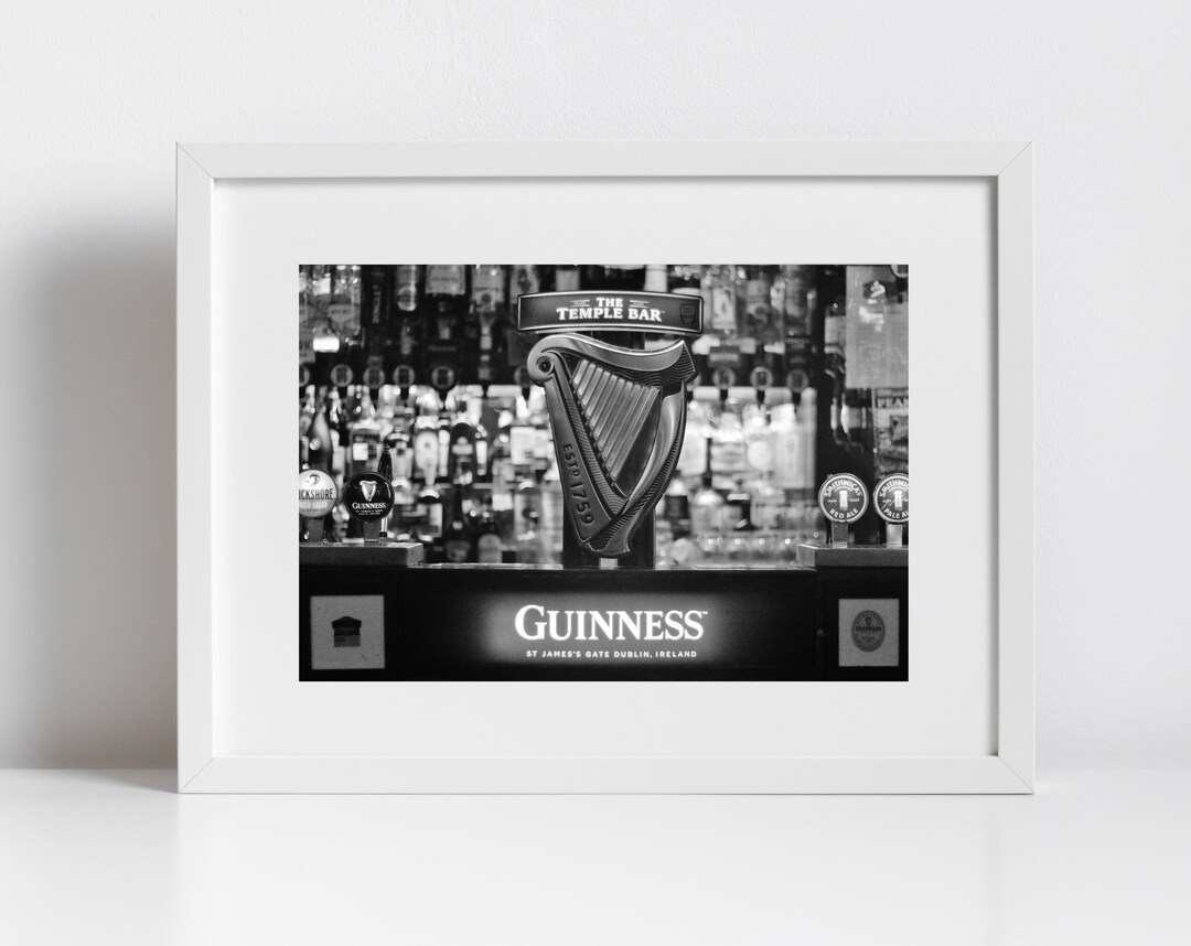 Guinness Poster Irish Pub Black and White Print Temple Bar Art - Etsy