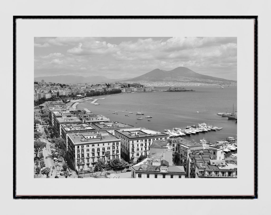 Naples Black And White Photography Print Mount Vesuvius Poster | Etsy