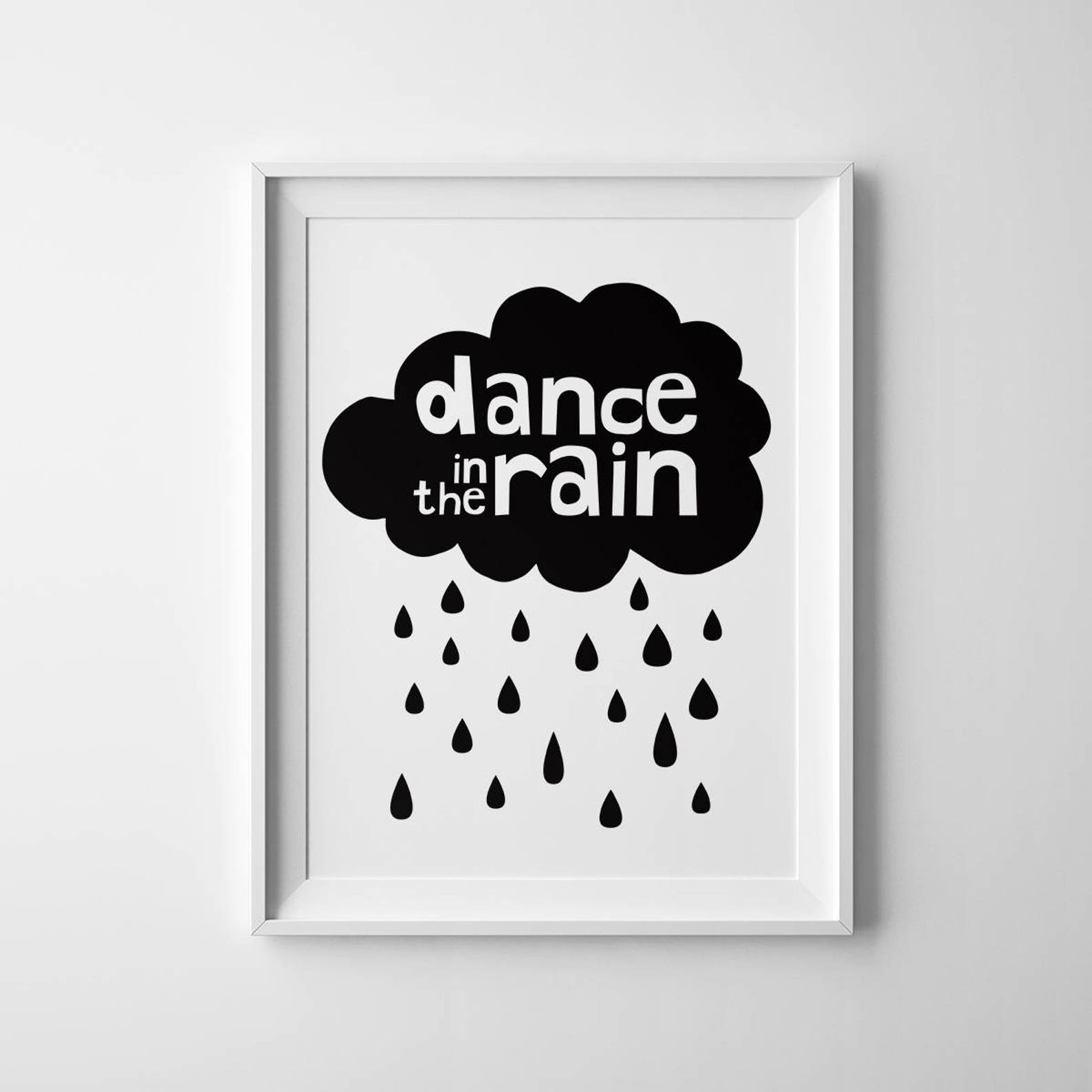 Dance in the Rain / Kids Room Printable Decoration / Black and White ...