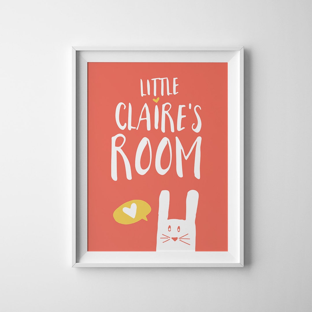 Custom Name Nursery Print in Pink - Little Bunny Room Printable Wall ...