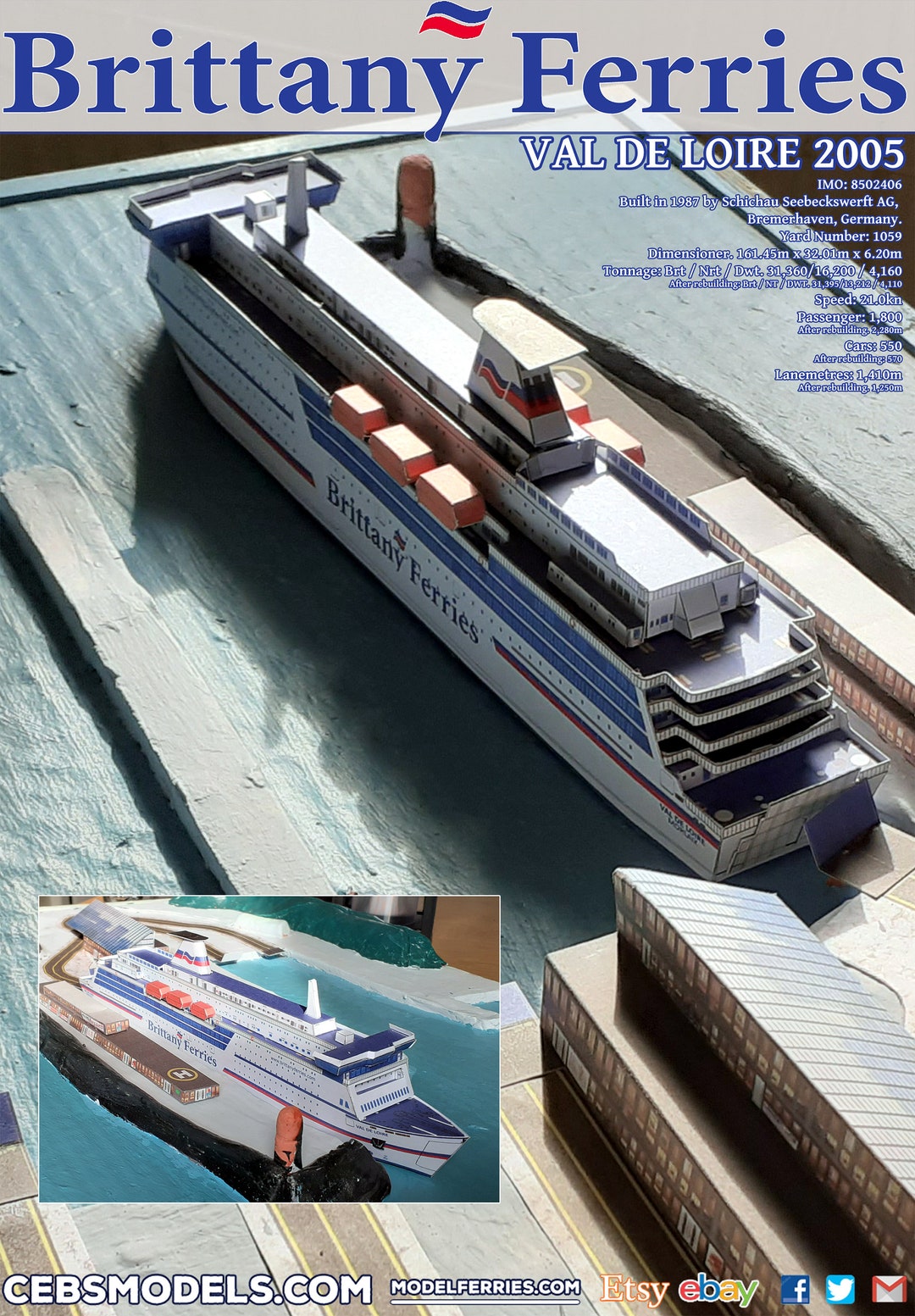 Val De Loire - Brittany Ferries 2005 Card Model Ferry Kit - Etsy