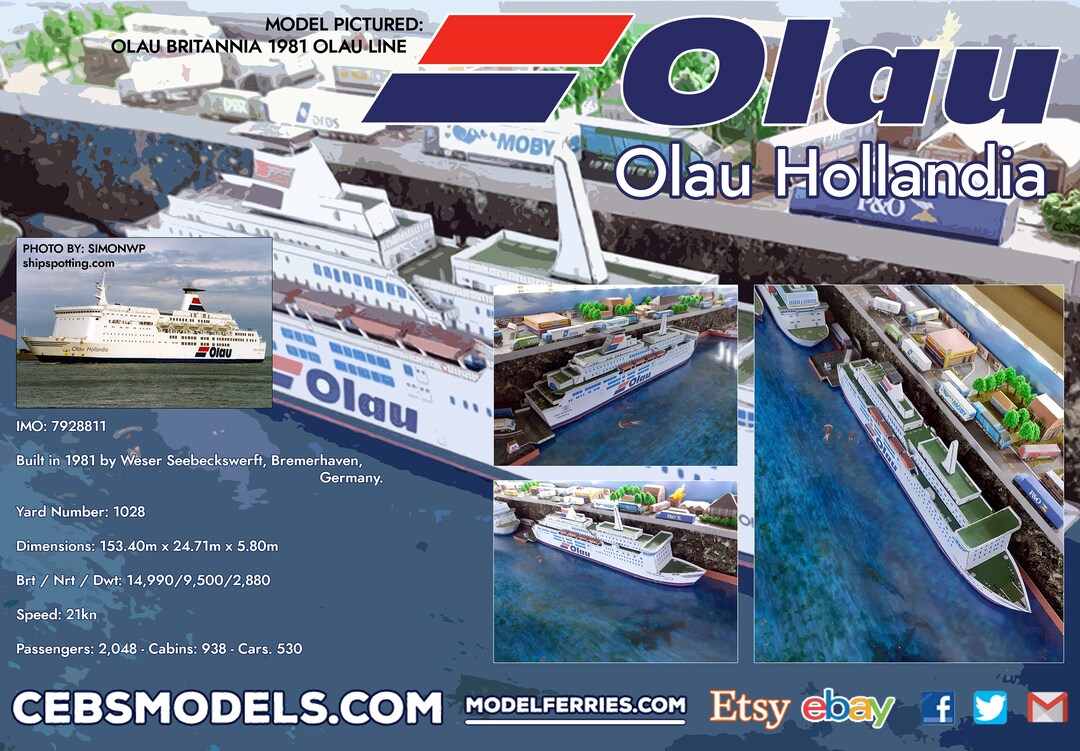Olau Hollandia I - 1981 Olau Line Card Model Ferry Kit - Etsy Ireland