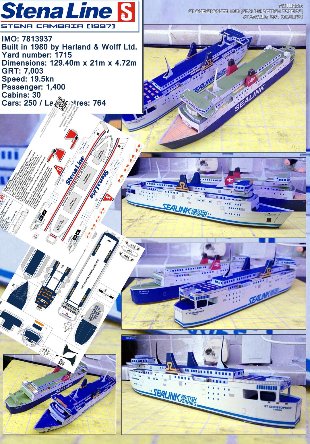 Stena Cambria (stena Line 1997 - Extended Hull) Card Craft Easy Build ...