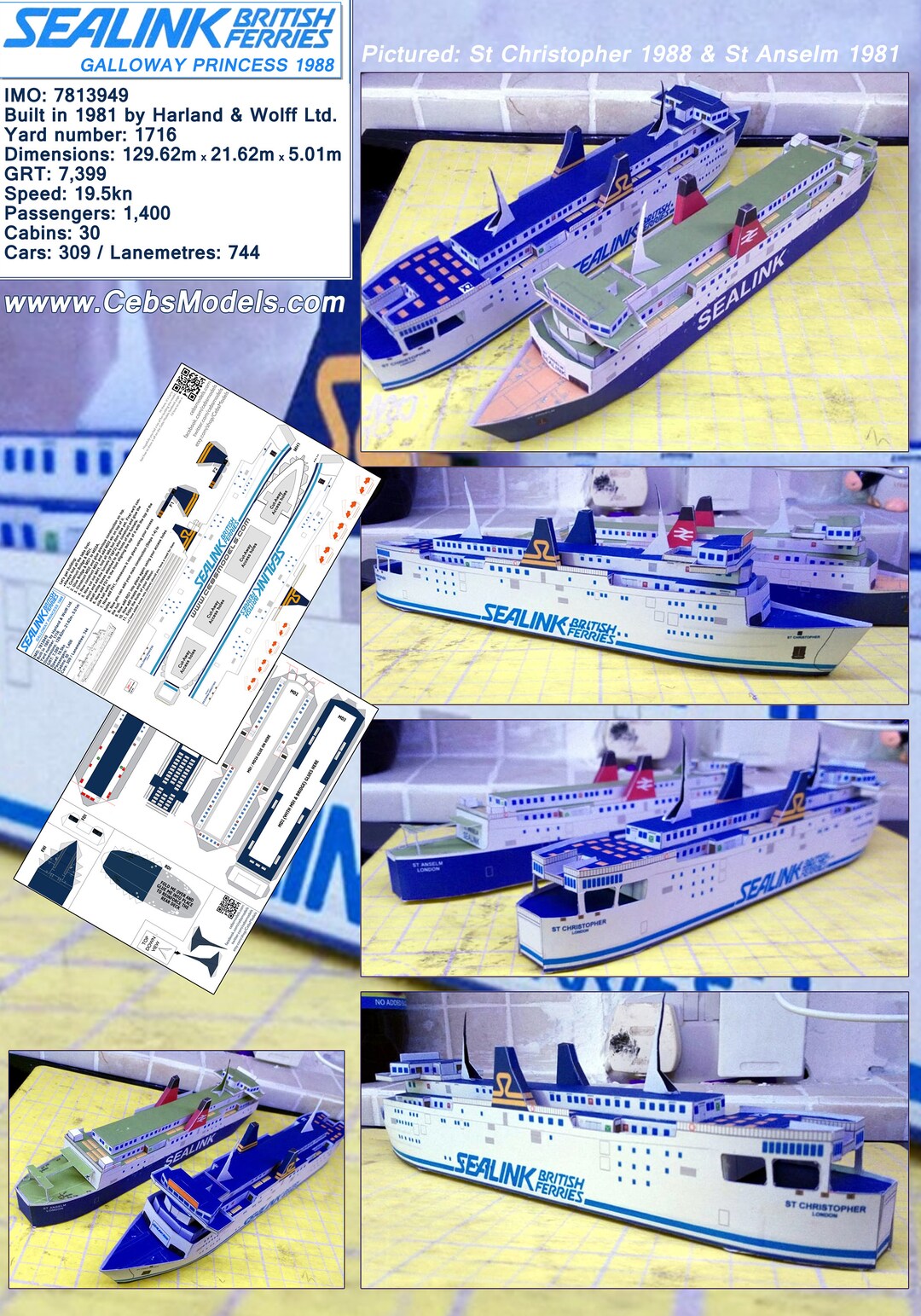 Galloway Princess (sealink British Ferries 1988) Card Craft Easy Build ...