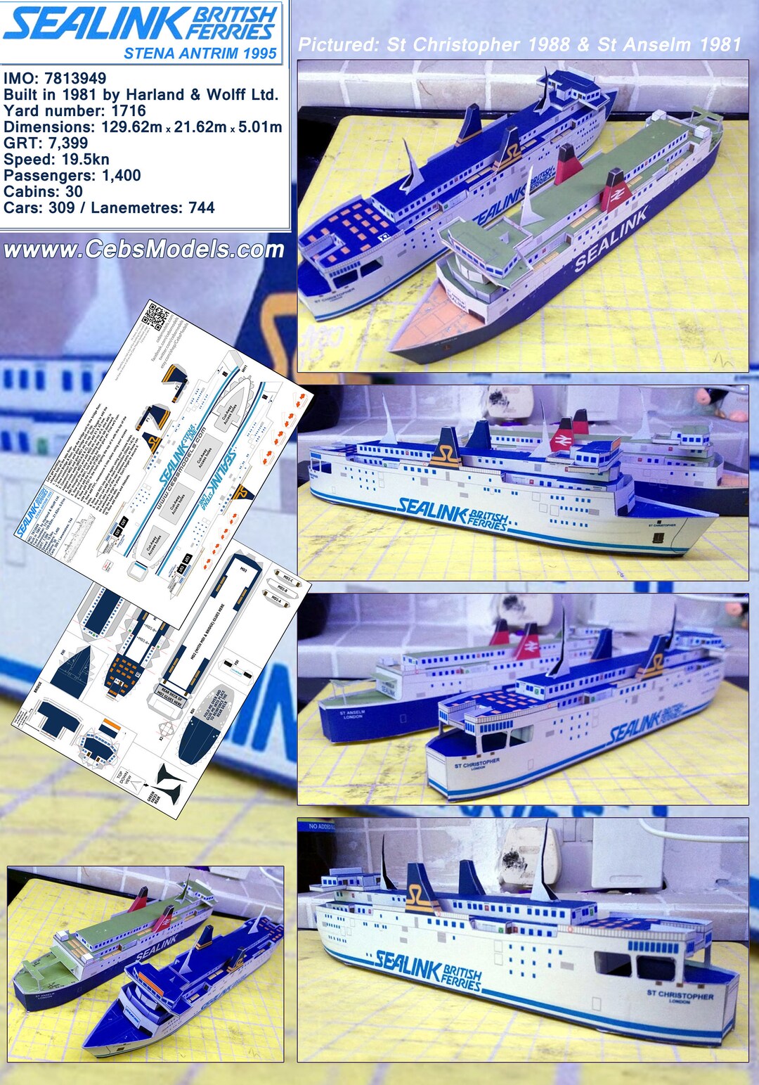 Stena Antrim (sealink Stena Line 1995 - Extended Hull) Card Craft Easy ...