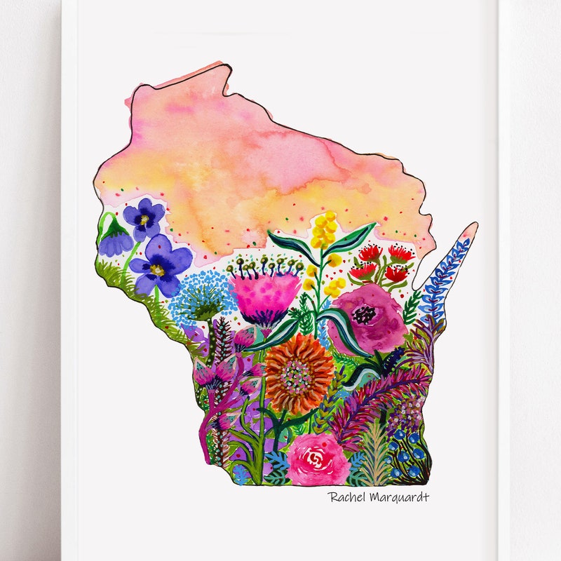Wisconsin Map Art - Etsy