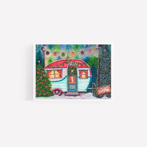 Christmas Camper Art Print | Winter Camper Wall Art | Holiday Camper ...