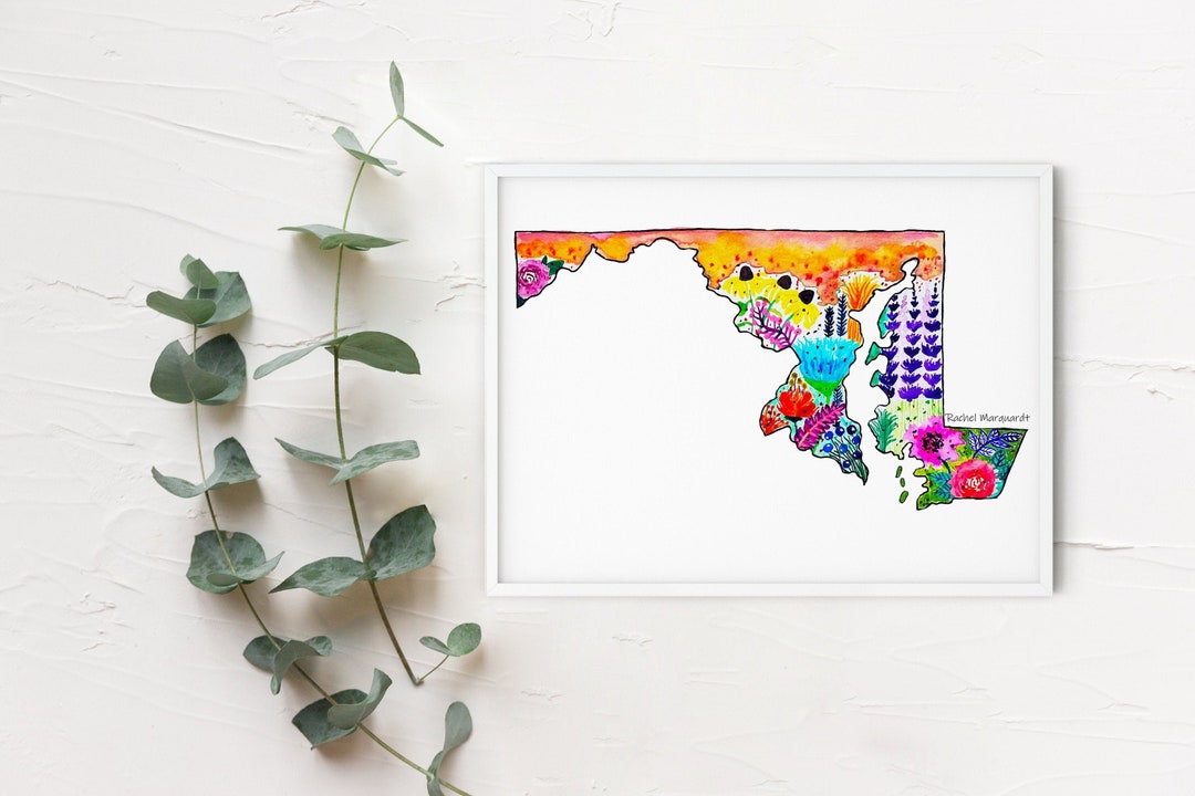 Maryland Print Maryland Wall Art Maryland Map Maryland Home Decor by ...