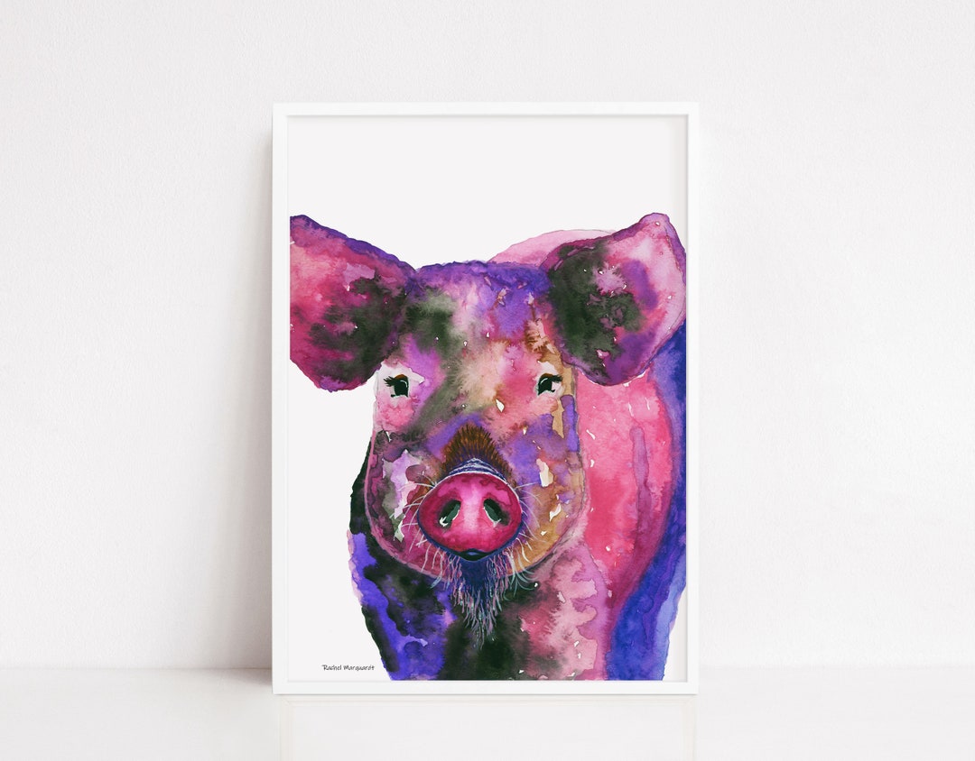 Pig Watercolor Art Print | Pig Artwork | Pig Wall Art | Pig Kitchen ...