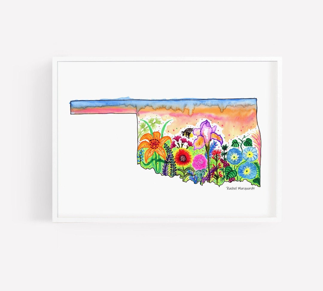 Oklahoma Print | Oklahoma Wall Art | Oklahoma Map Print | Oklahoma Gift ...