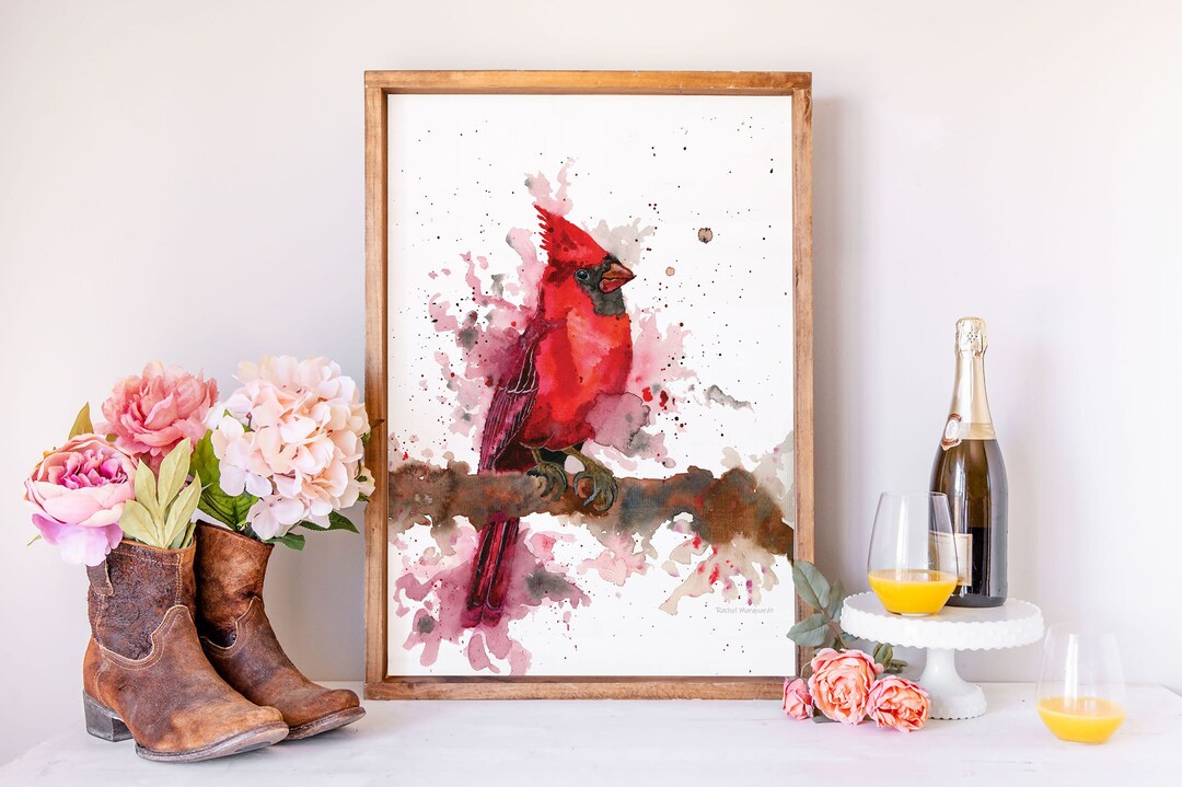 Cardinal Watercolor Art Print by Rachel Marquardt - Etsy