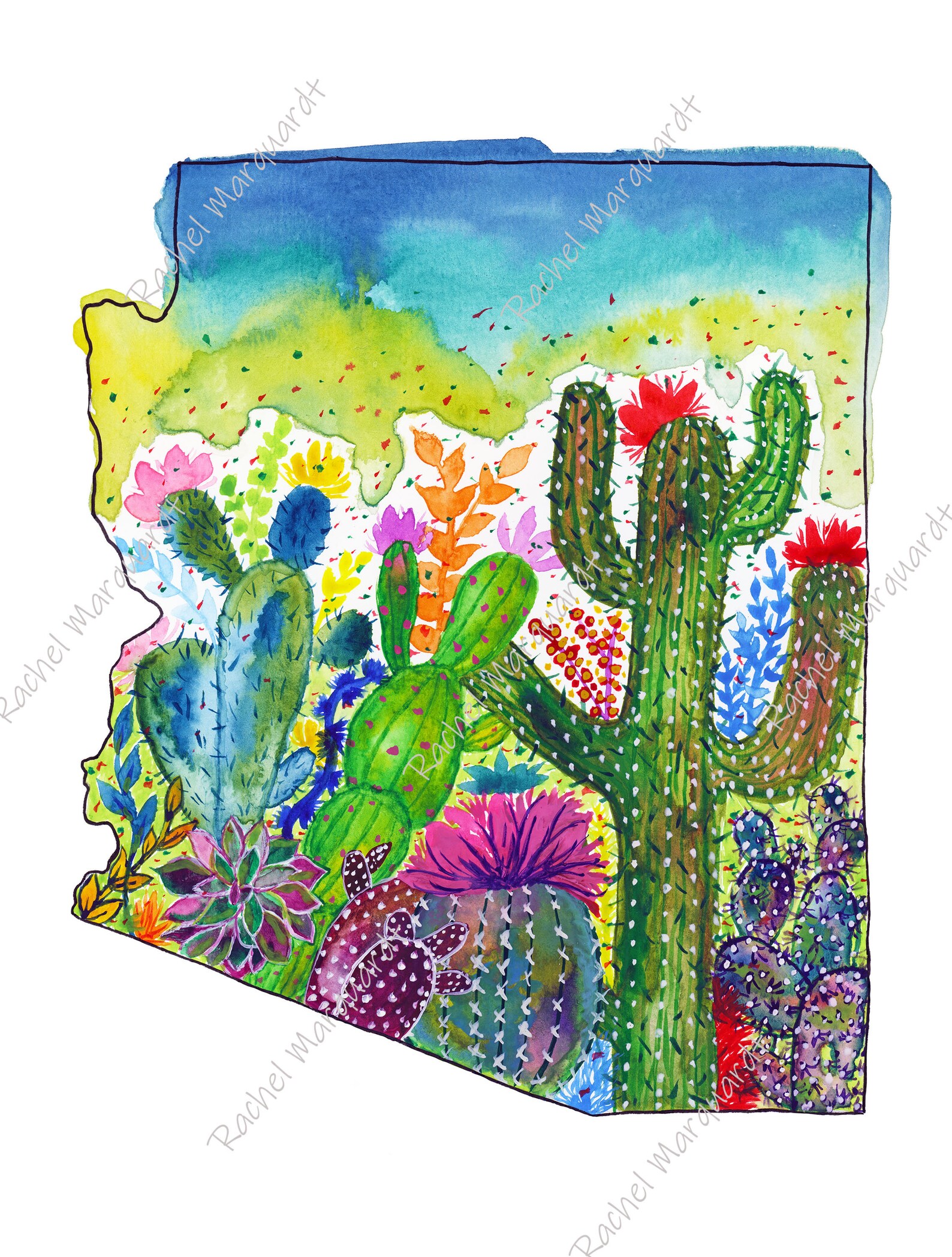 Arizona Print Arizona State Art Arizona Gift Idea - Etsy