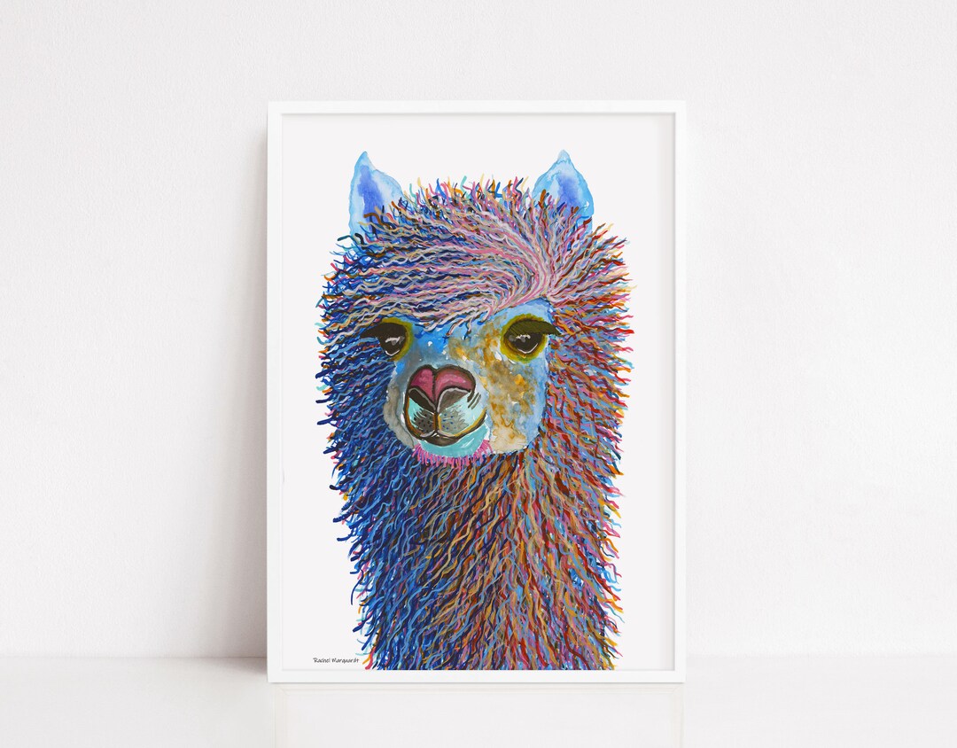 Alpaca Art Print | Alpaca Watercolor Painting | Colorful Alpaca Art ...