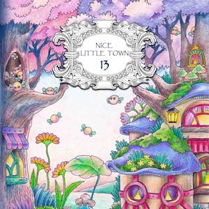 Nice Little Town: 13 DIGITAL Coloring Book, Coloring Pages PDF ...