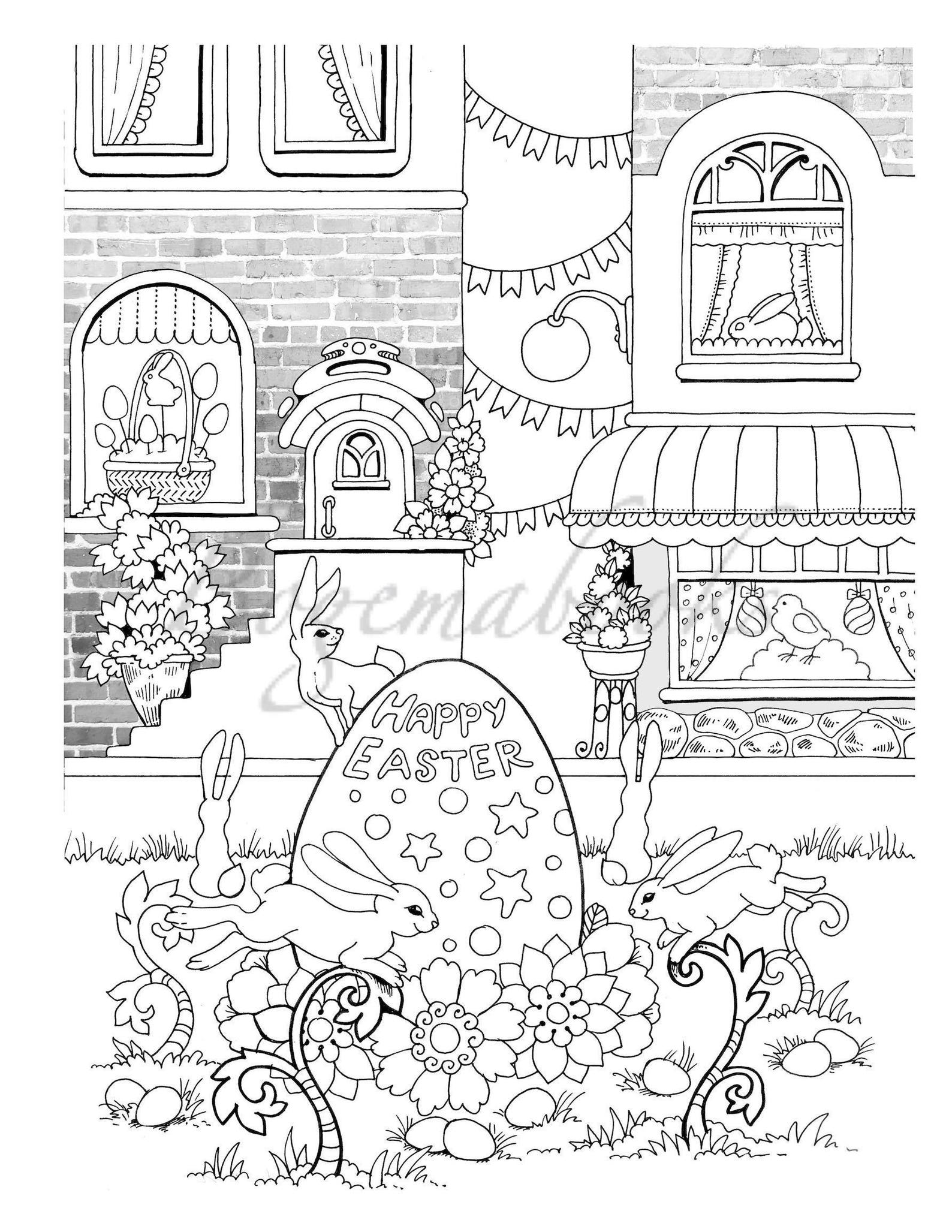 Nice Little Town Easter: Adult Coloring Book (tatiana Bogema Coloring ...