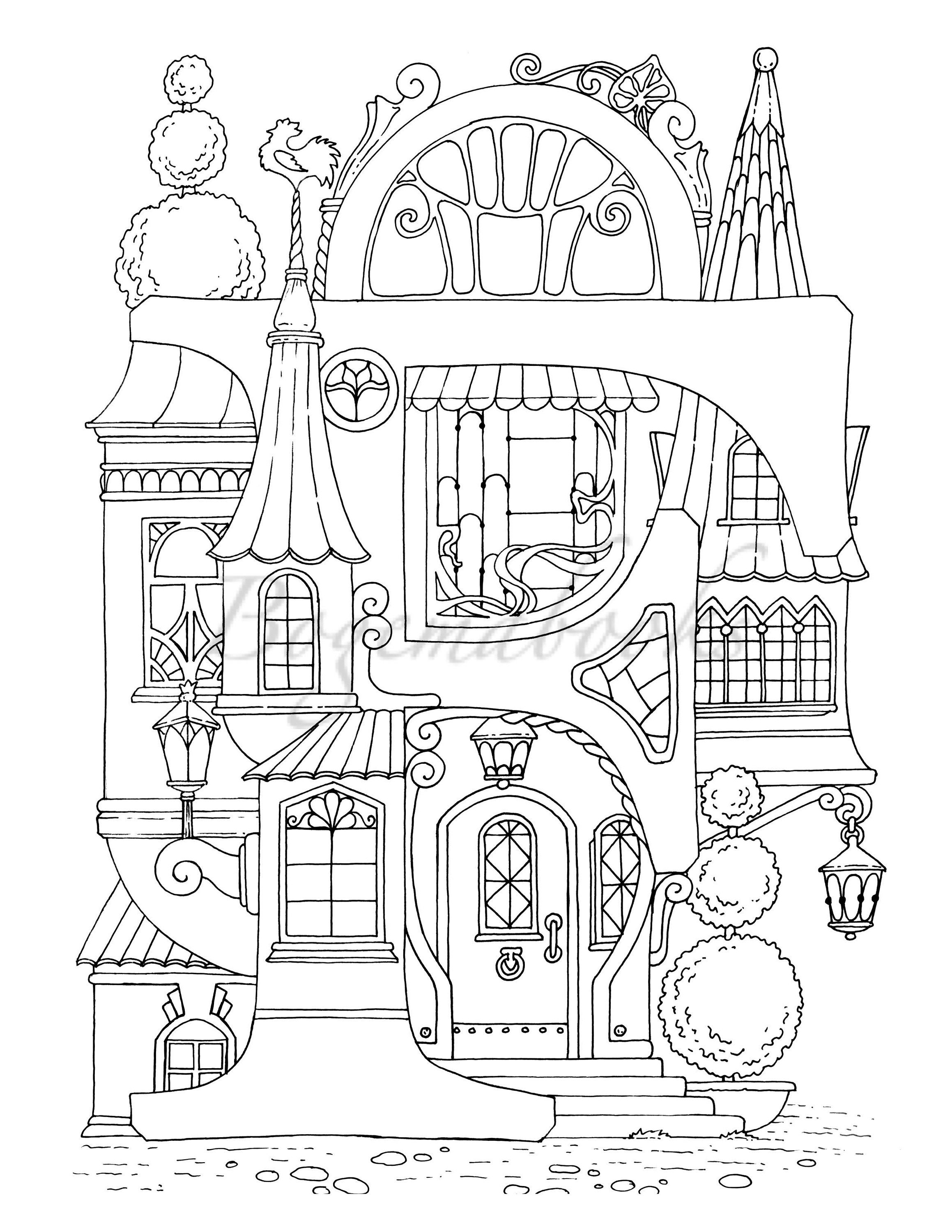 Nice Little Town: ABC (adult Coloring Book, Coloring Pages PDF ...