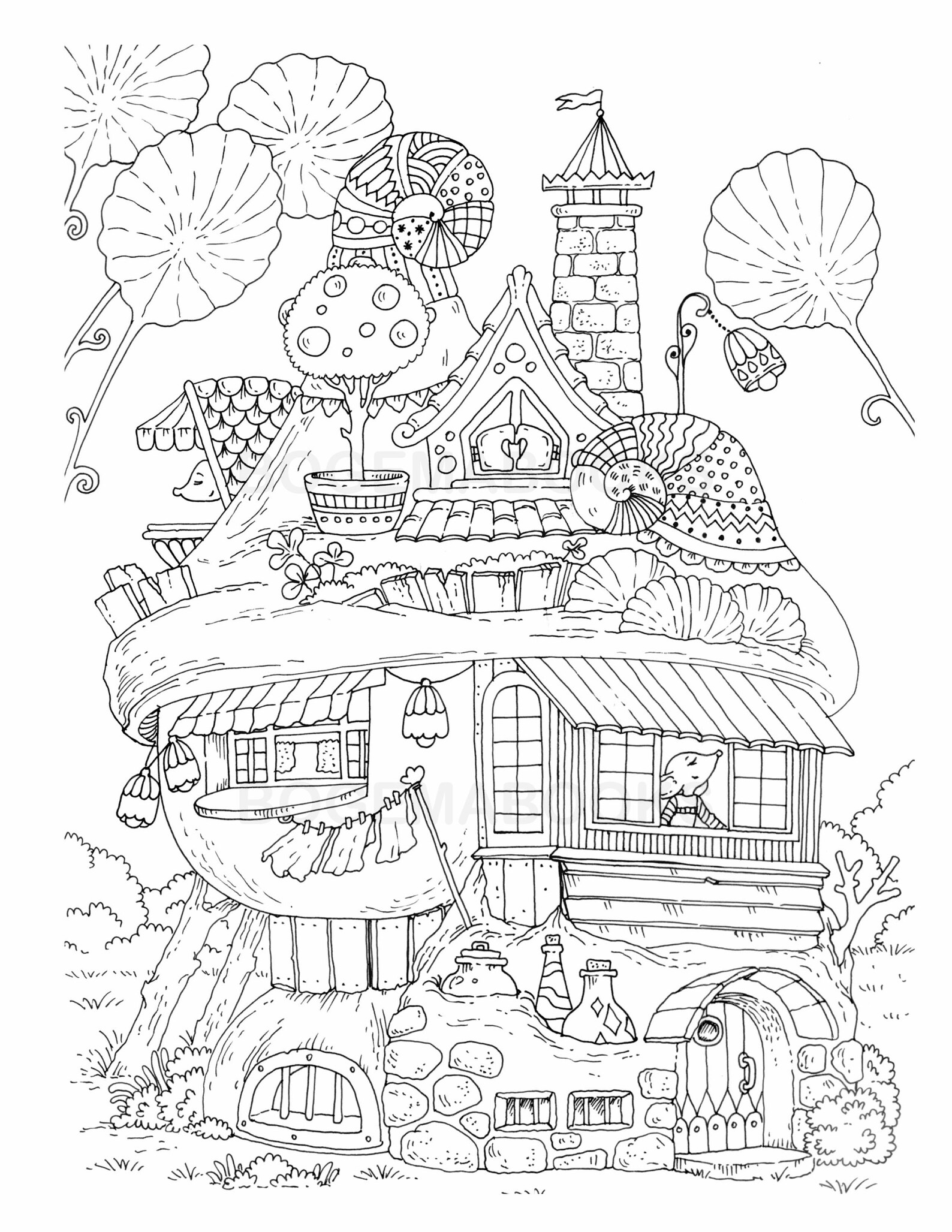 Nice Little Town: 12 DIGITAL Coloring Book Coloring Pages - Etsy