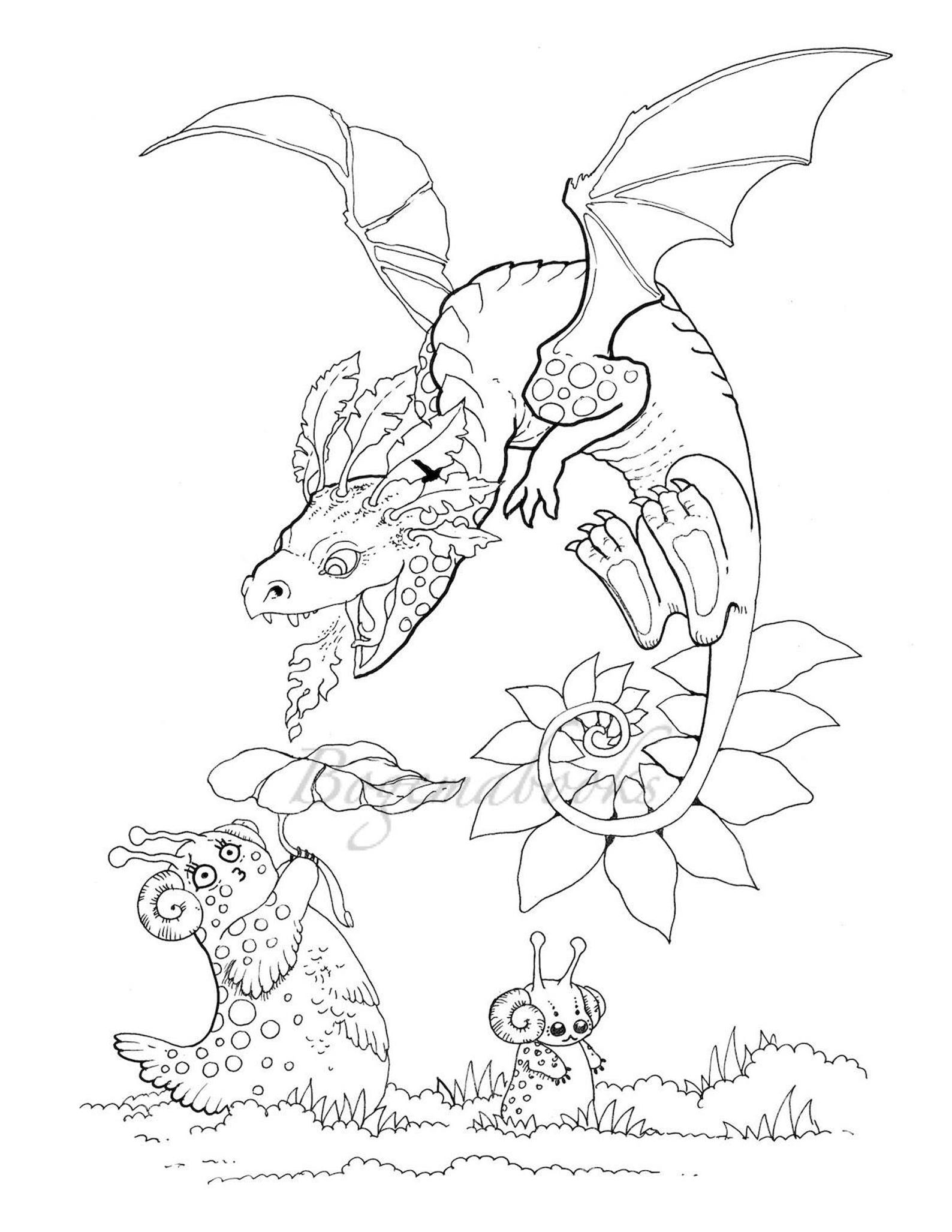 Nice Little Dragons Adult Coloring Book Coloring pages PDF | Etsy
