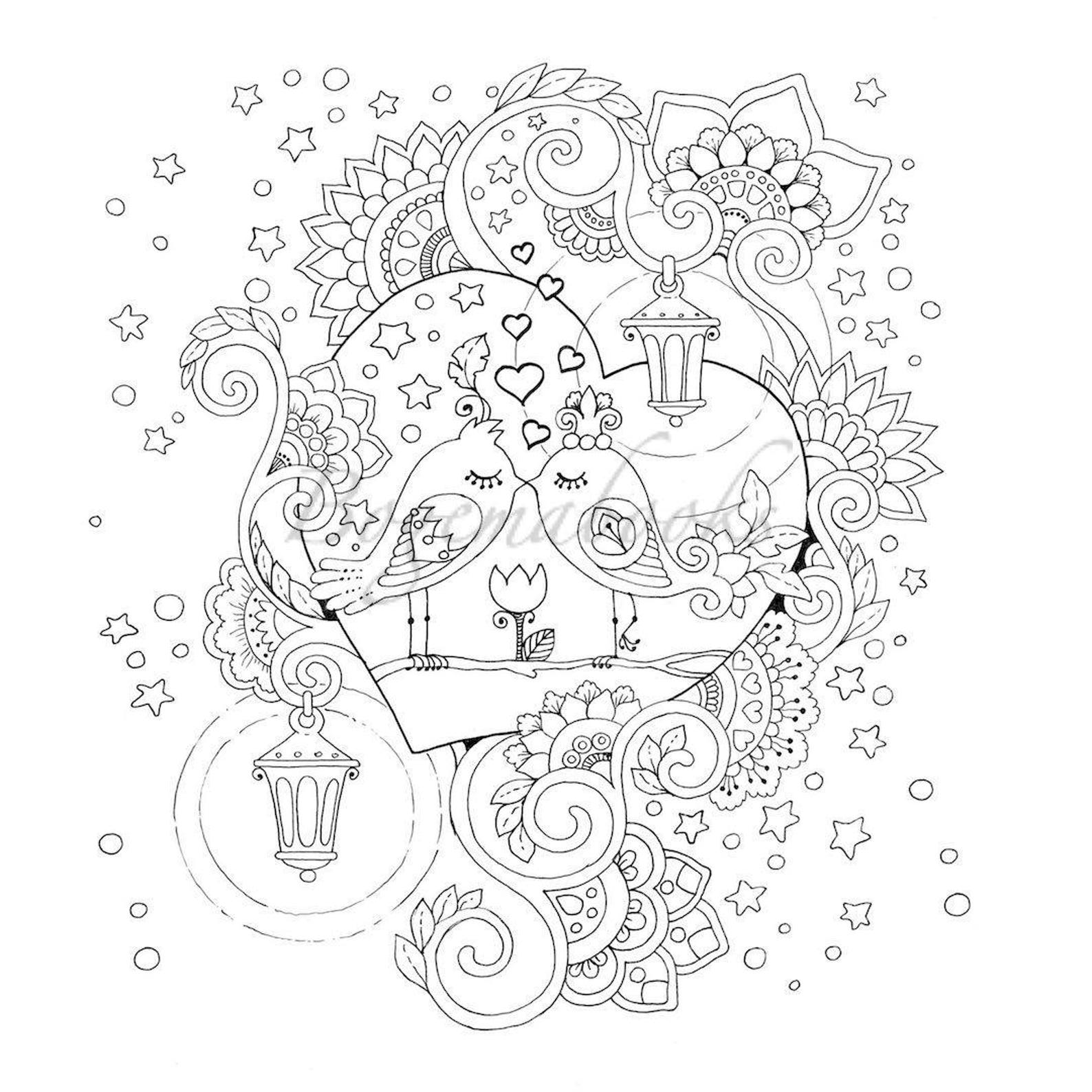 For Valentine With Love adult Coloring Book Valentines Day | Etsy