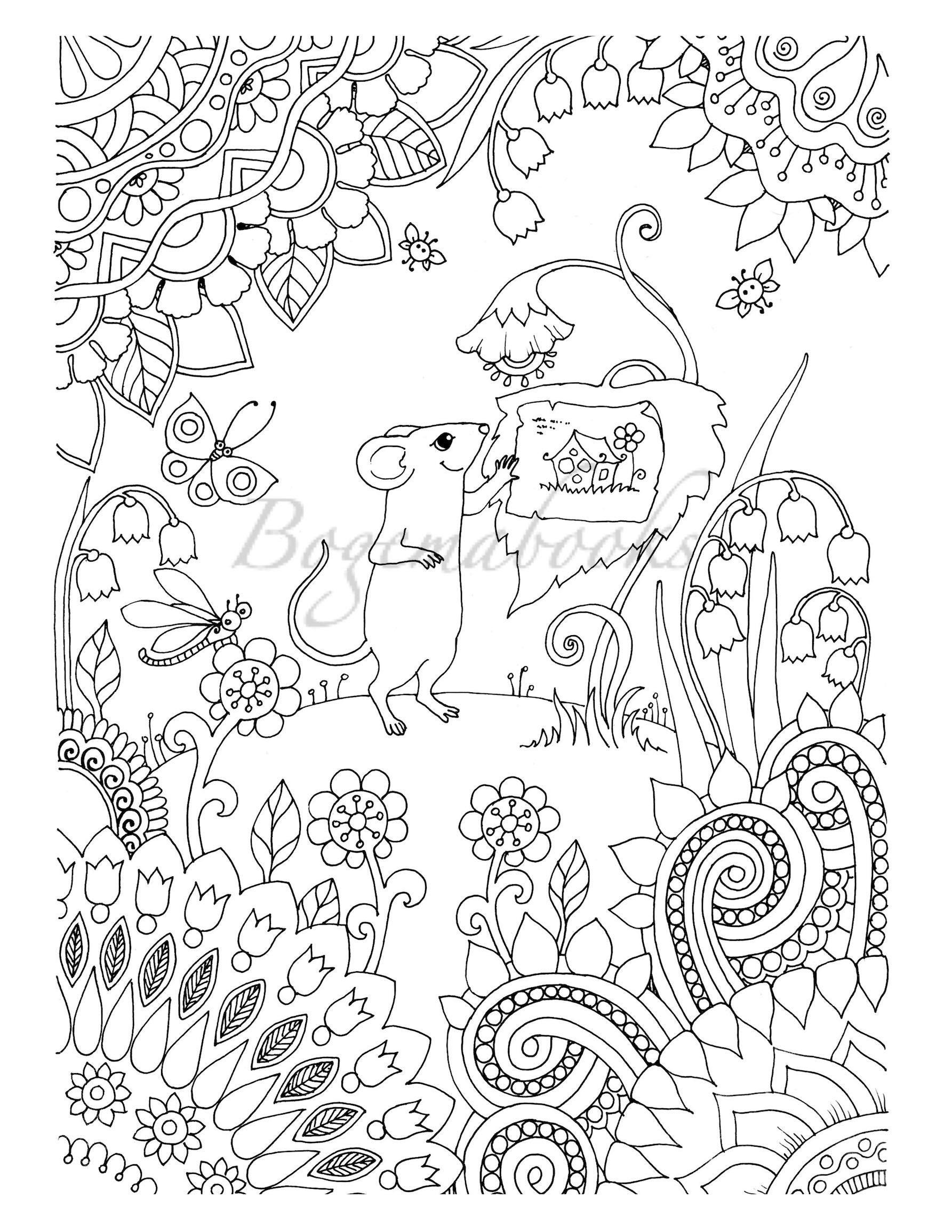 Mouse Peep's House all Ages Coloring Book Digital Pages | Etsy