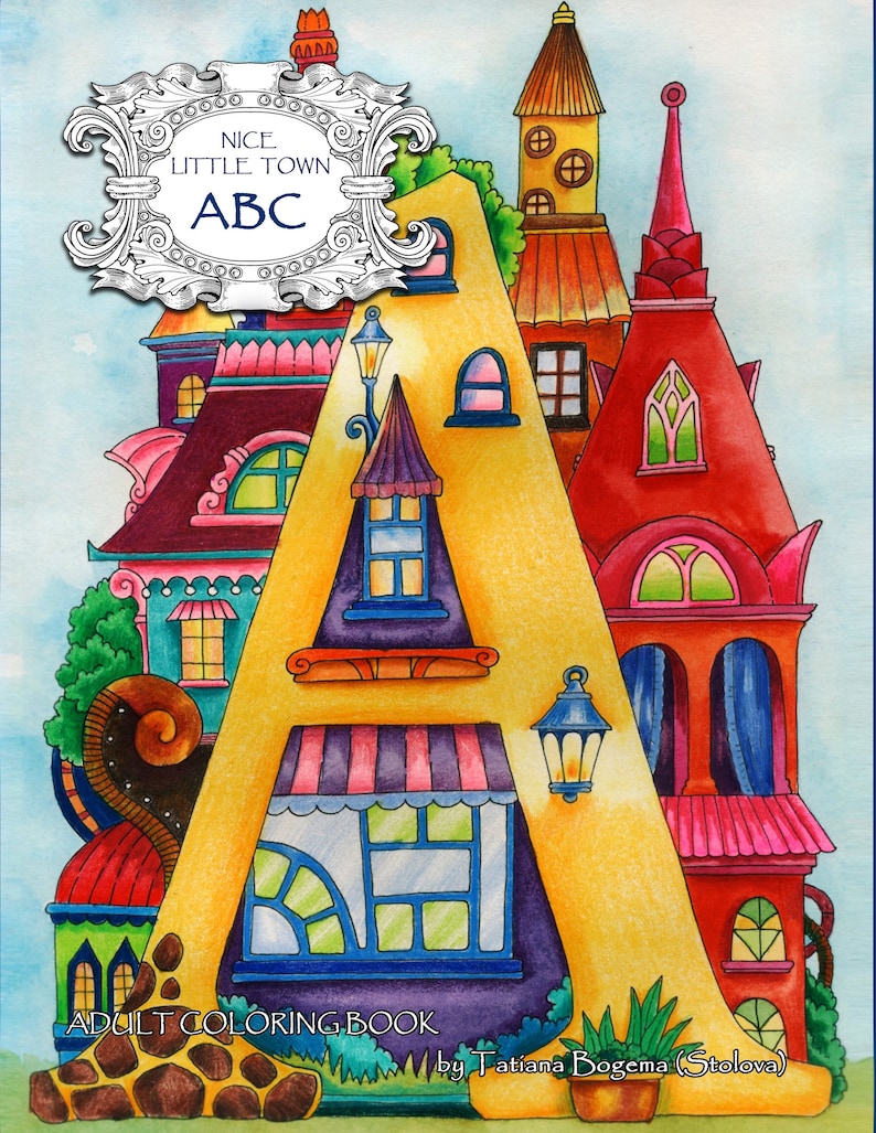Nice Little Town: ABC adult Coloring Book Coloring Pages - Etsy