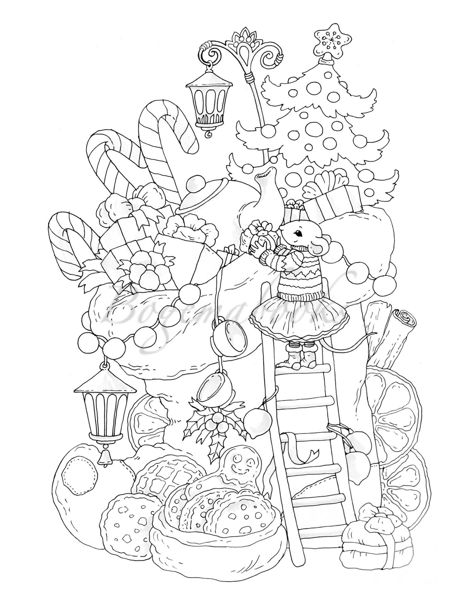 Christmas adult Coloring Book Printable Coloring Pages - Etsy