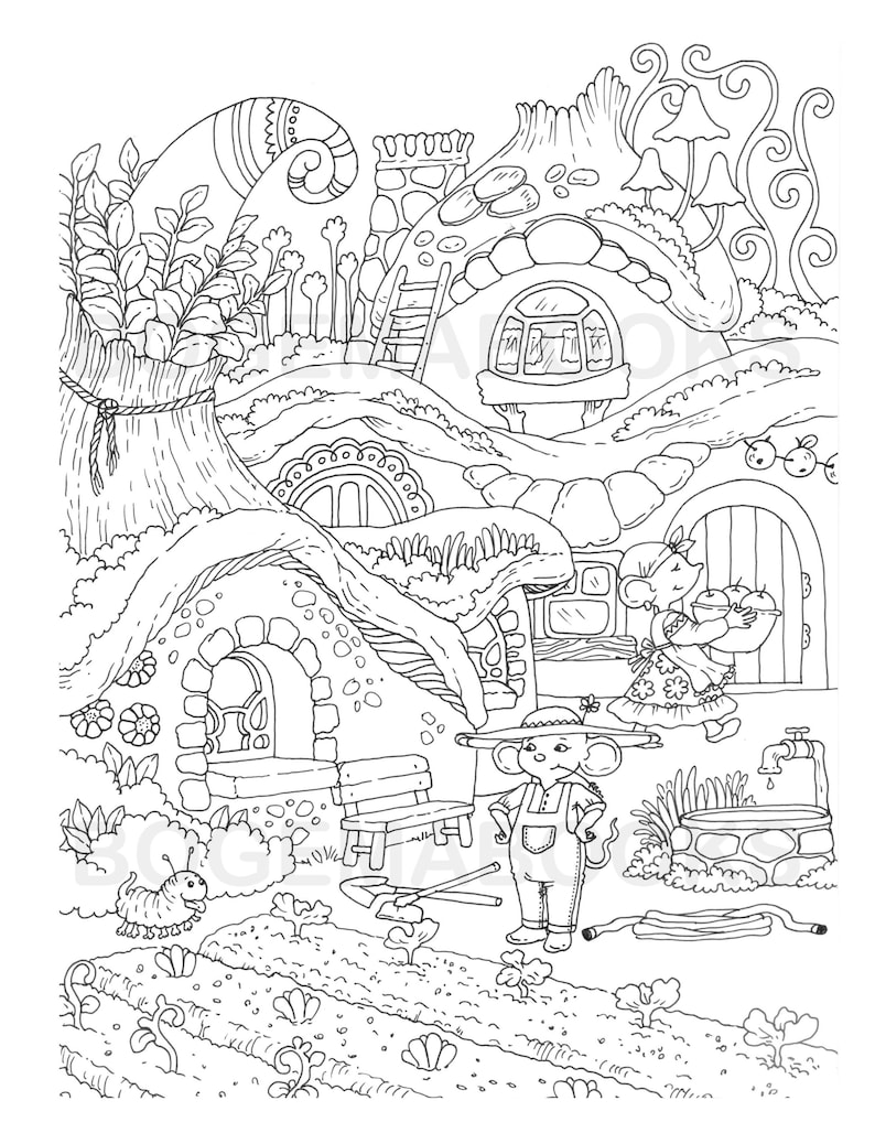 Nice Little Town: 13 DIGITAL Coloring Book Coloring Pages - Etsy