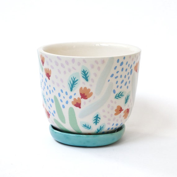 Flower Pot flowering Garden Matching Plate | Etsy