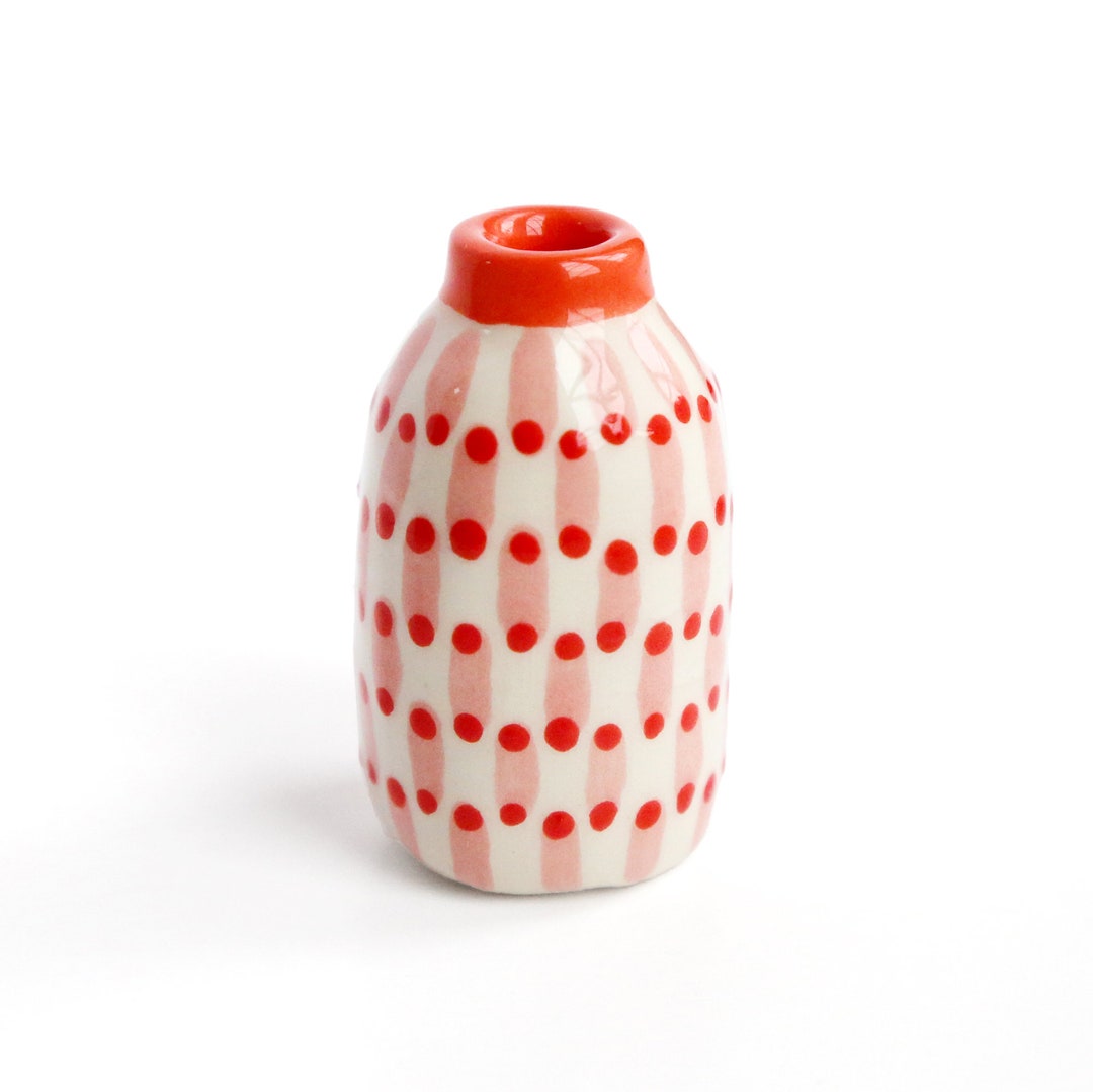Ceramic Mini Vase - Pink Stripes - Etsy