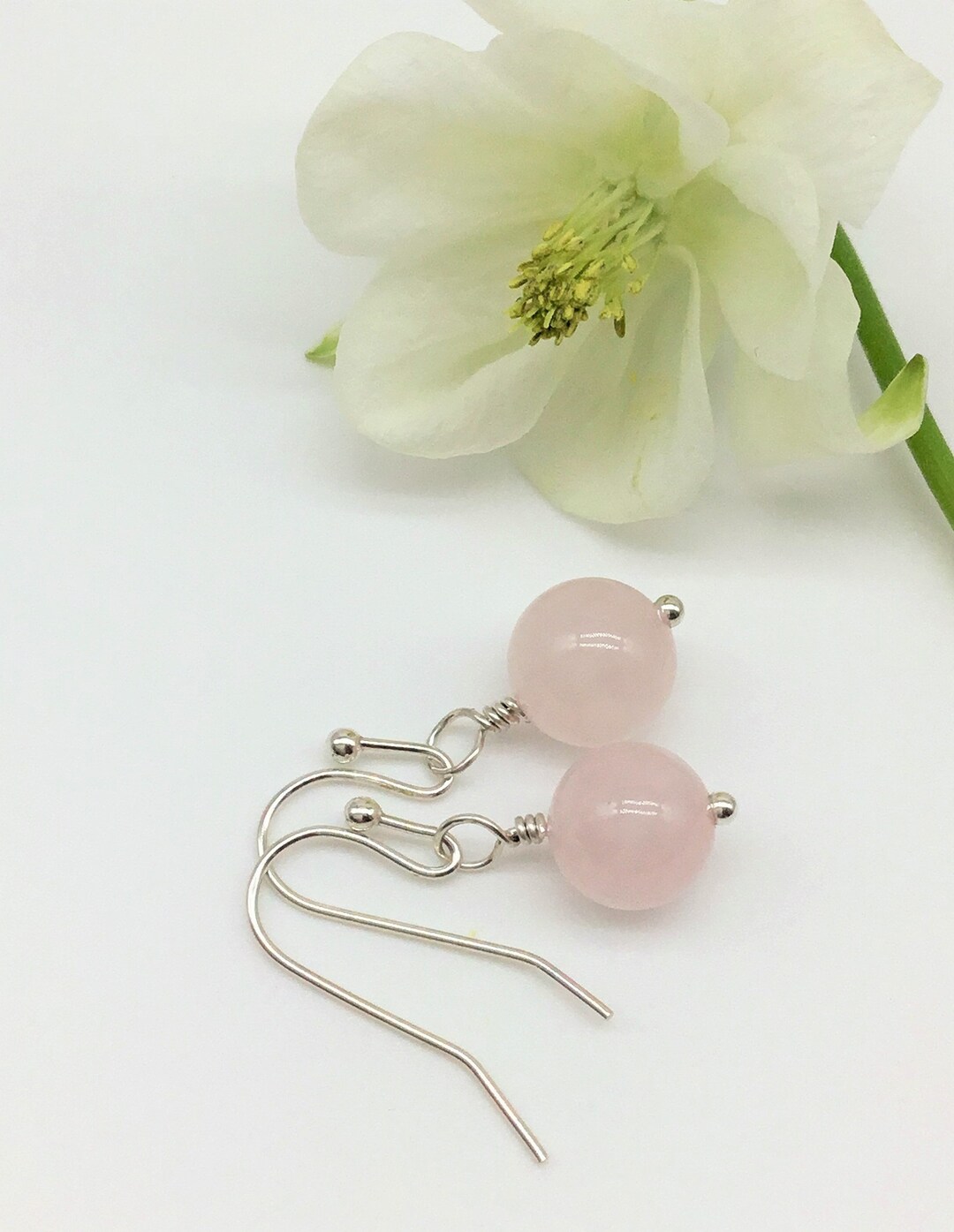 Lovely Rose Quartz Earrings,pale Pink Earrings,rose Quartz,light Pink ...