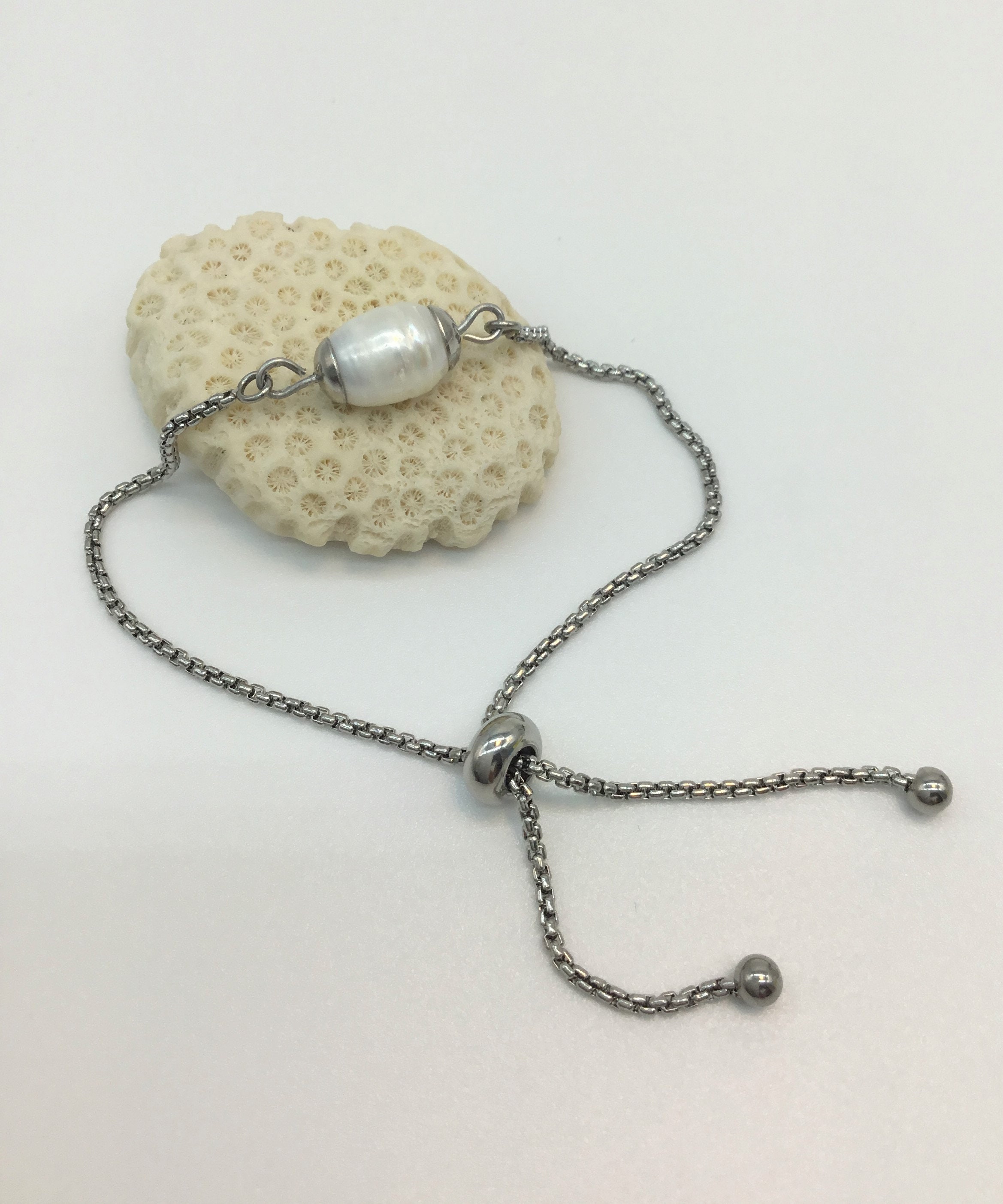 Quirky Bracelet With a Large Baroque Pearl,bolo Bracelet,real Pearl ...