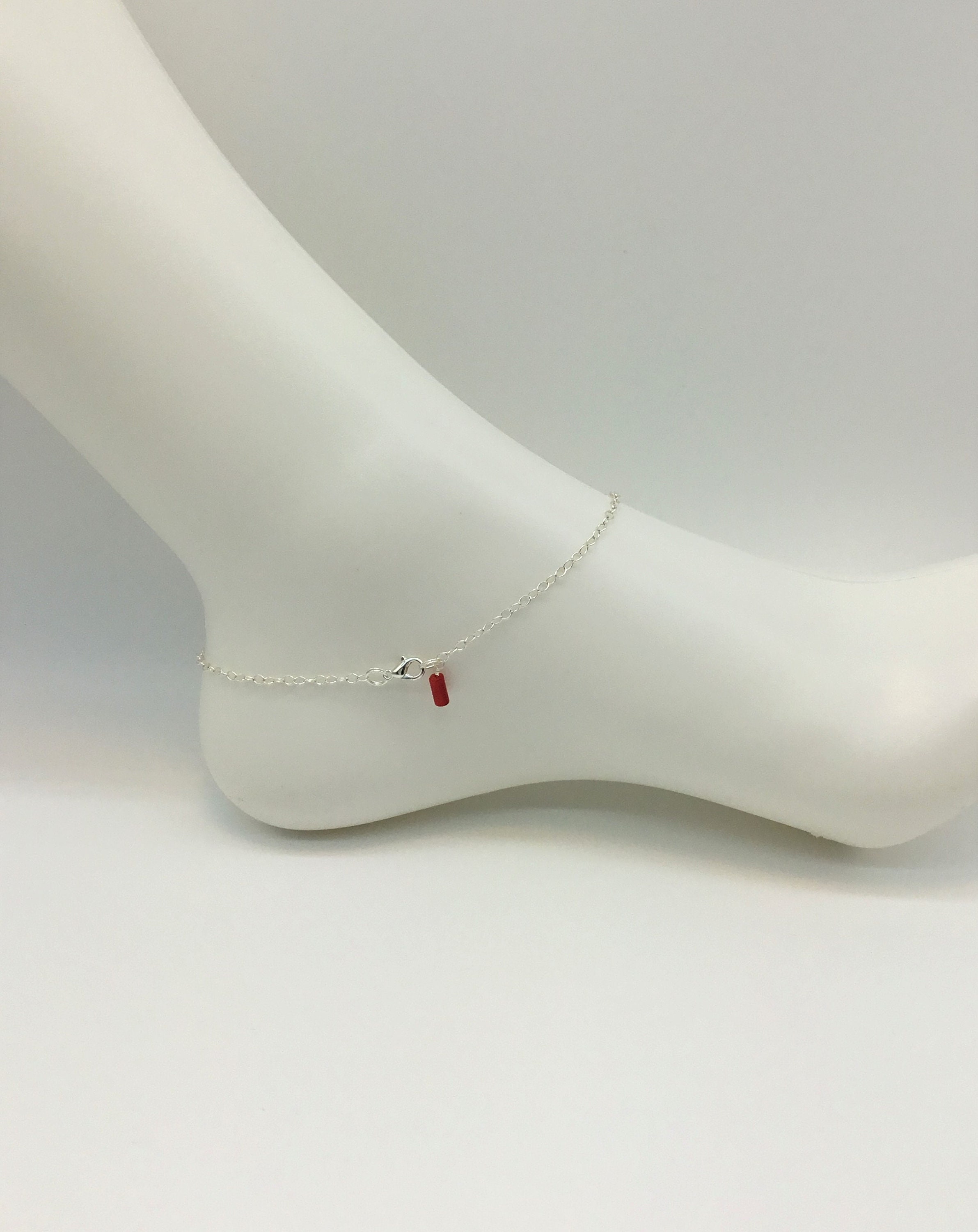 Red Coral Dainty Summer Anklet - Etsy UK