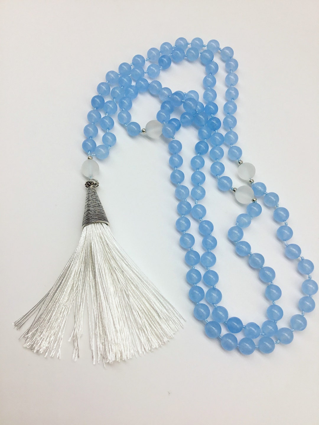 Blue Mala Necklace,ocean Mala,blue Jade Necklace,calming Mala - Etsy