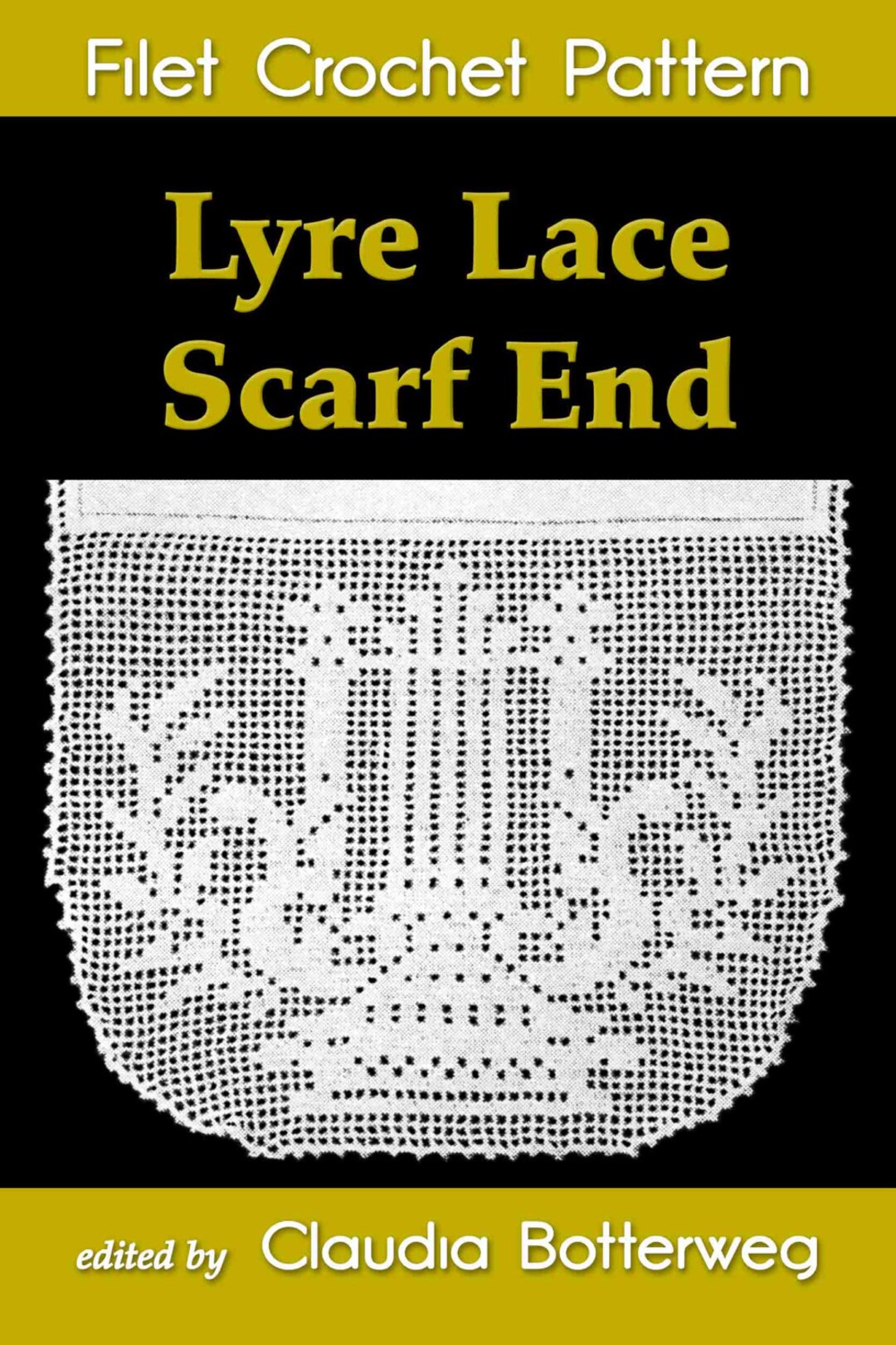 Lyre Lace Scarf End Filet Crochet Pattern - Etsy