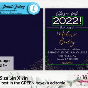 Class of 2022 Invite Graduation Party SPANISH Navy Bue and - Etsy