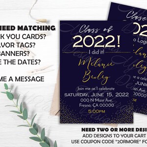 Class of 2022 Invite Graduation Party SPANISH Navy Bue and - Etsy