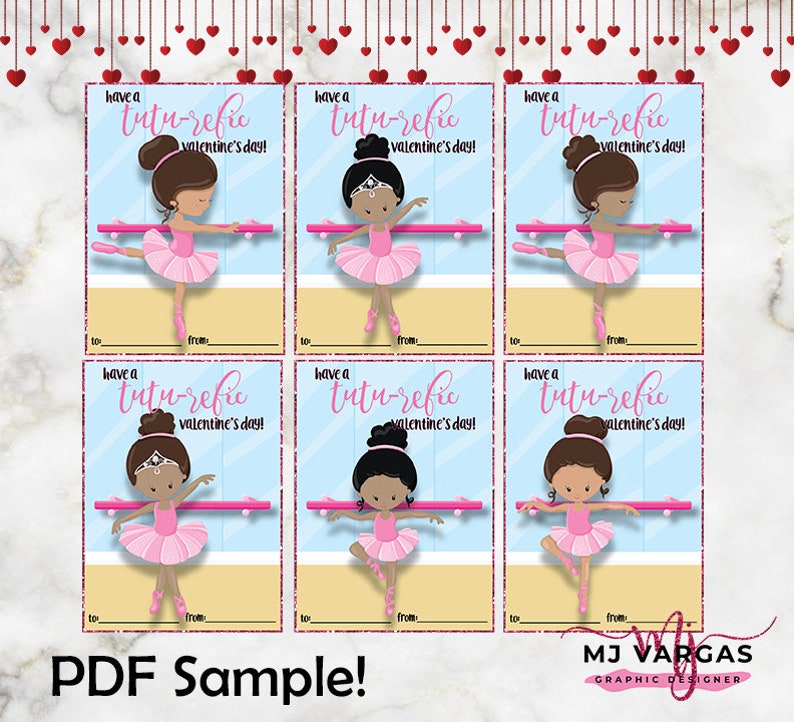 Ballerina Valentines Day Cards Printable | Ballet Valentines Cards ...