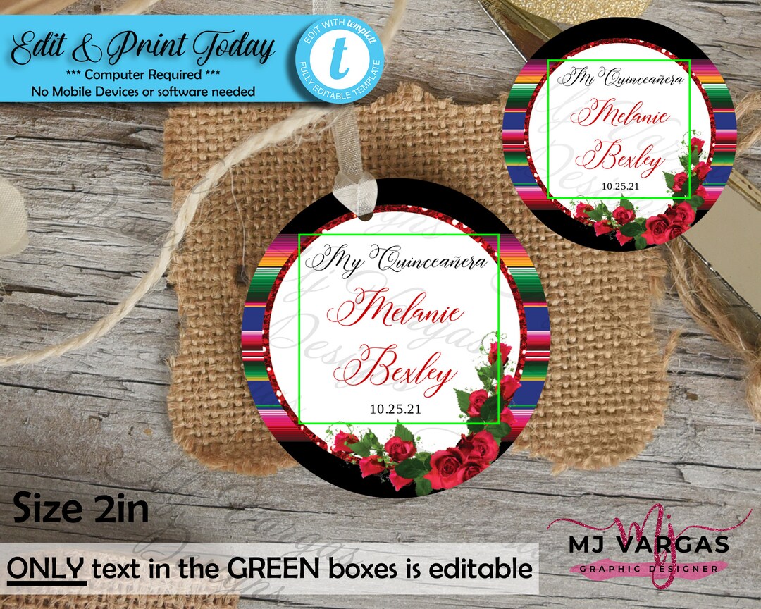 Mexican Fiesta Theme Favor Tag Printable Fully Editable Fiesta Theme ...