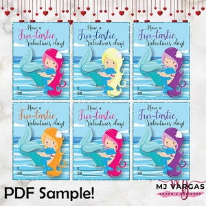 Mermaid Valentines Day Cards Printable | Mermaid Cards | Pink Mermaid ...