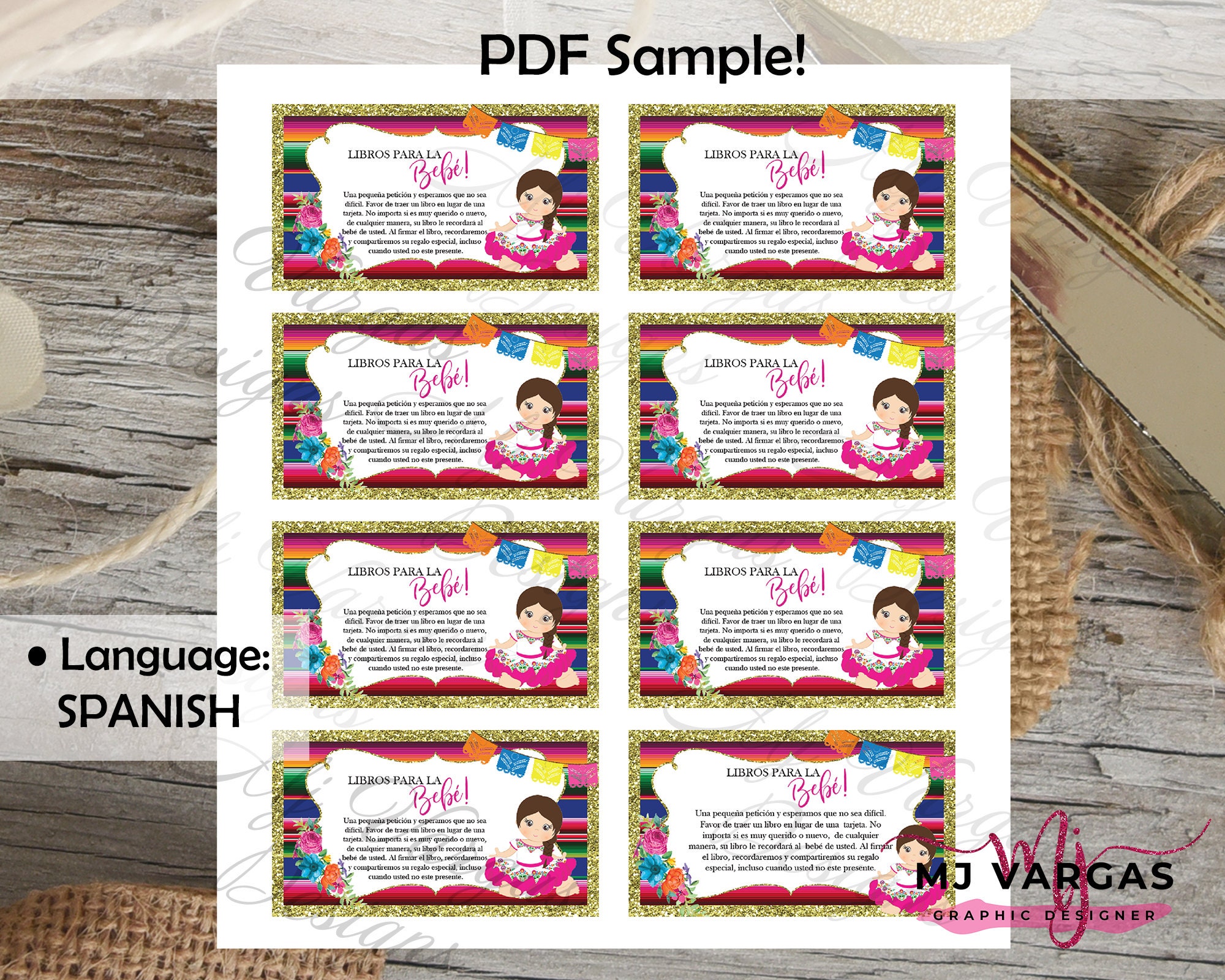 Señorita Baby Fiesta Book Card Digital | SPANISH | Mexican Baby Shower ...
