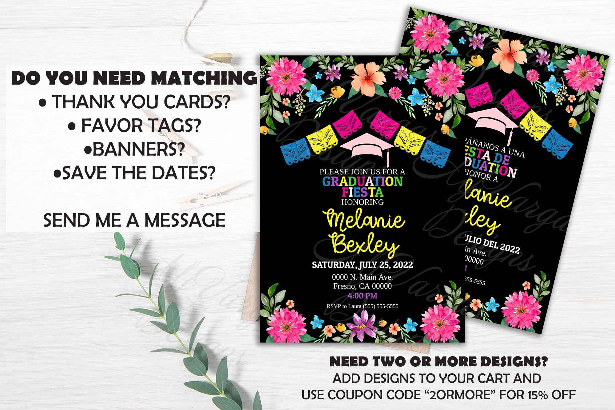 Mexican Graduation Fiesta Party Invitation ENGLISH - Etsy