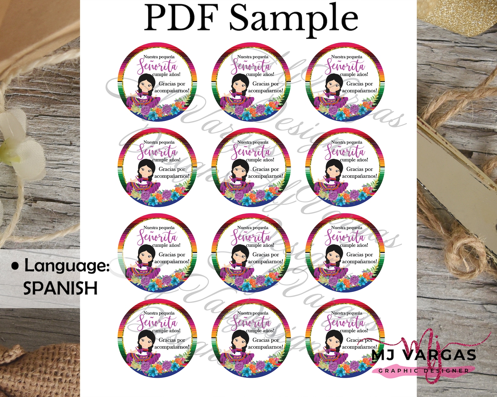 Señorita Favor Tags 2in SPANISH Little Señorita Printable - Etsy