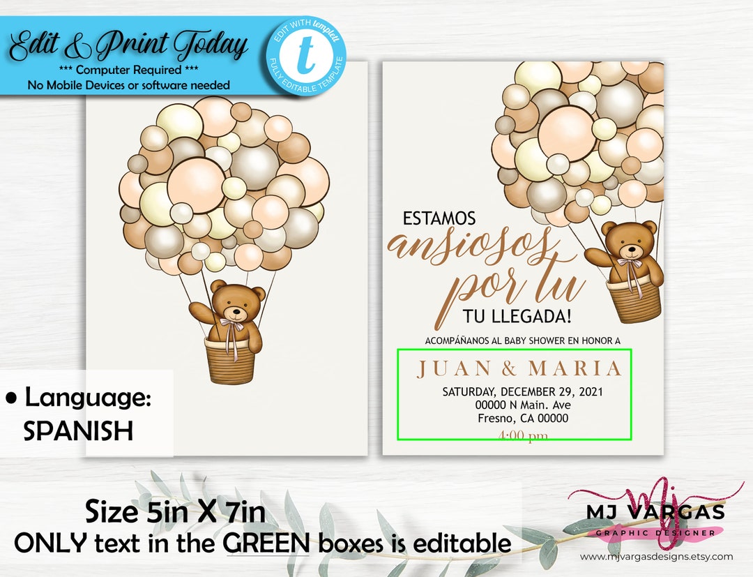 Teddy Bear Baby Shower Brown SPANISH Gender Neutral Teddy - Etsy