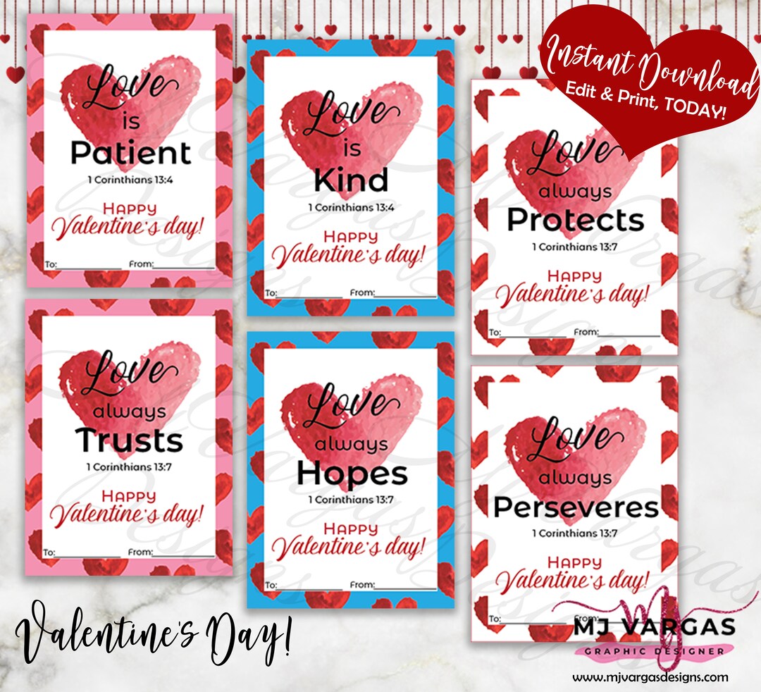 Love is Valentines Day Cards Printable | Christian Valentine's Day ...