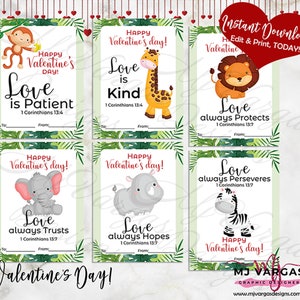 Love is Valentines Day Cards Printable Jungle Valentine's Day Cards ...
