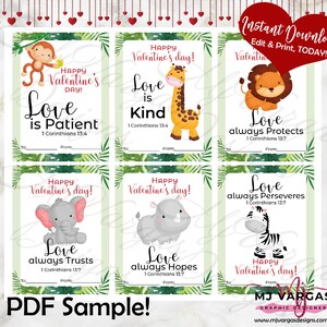 Love is Valentines Day Cards Printable Jungle Valentine's Day Cards ...