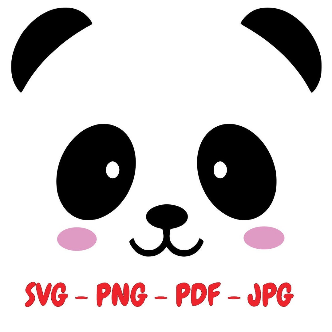 Panda Face Cut File SVG PNG PDF Jpg - Etsy