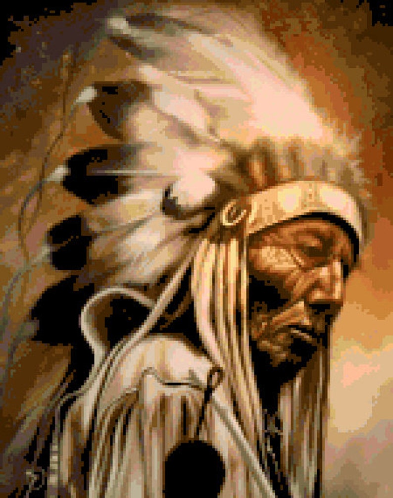 Cross Stitch Pattern American INDIAN CHIEF Patterns Pdf Files DMC ...
