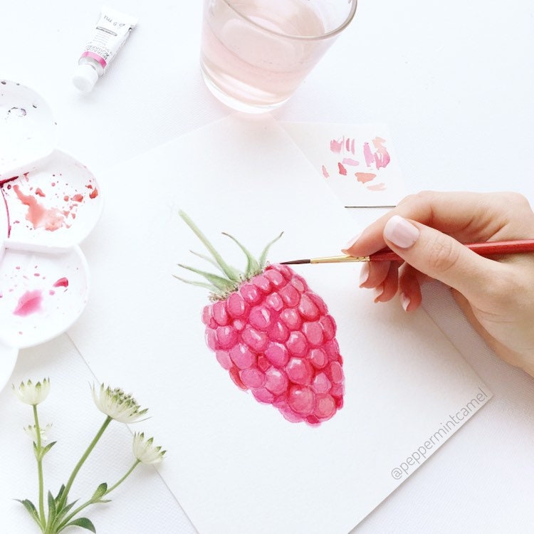 Raspberry Art Print, Watercolor Raspberry Print, Botanical Berry Art ...
