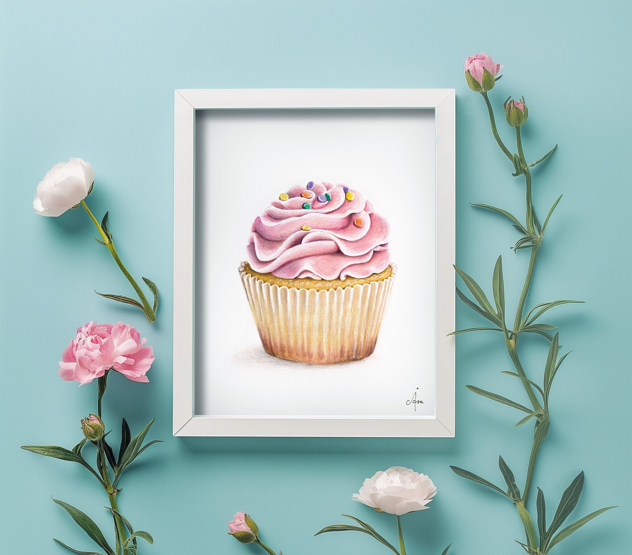 Delicious Cupcake Art Print, Cupcake, Food Art, Wall Decor, Kitchen Art ...